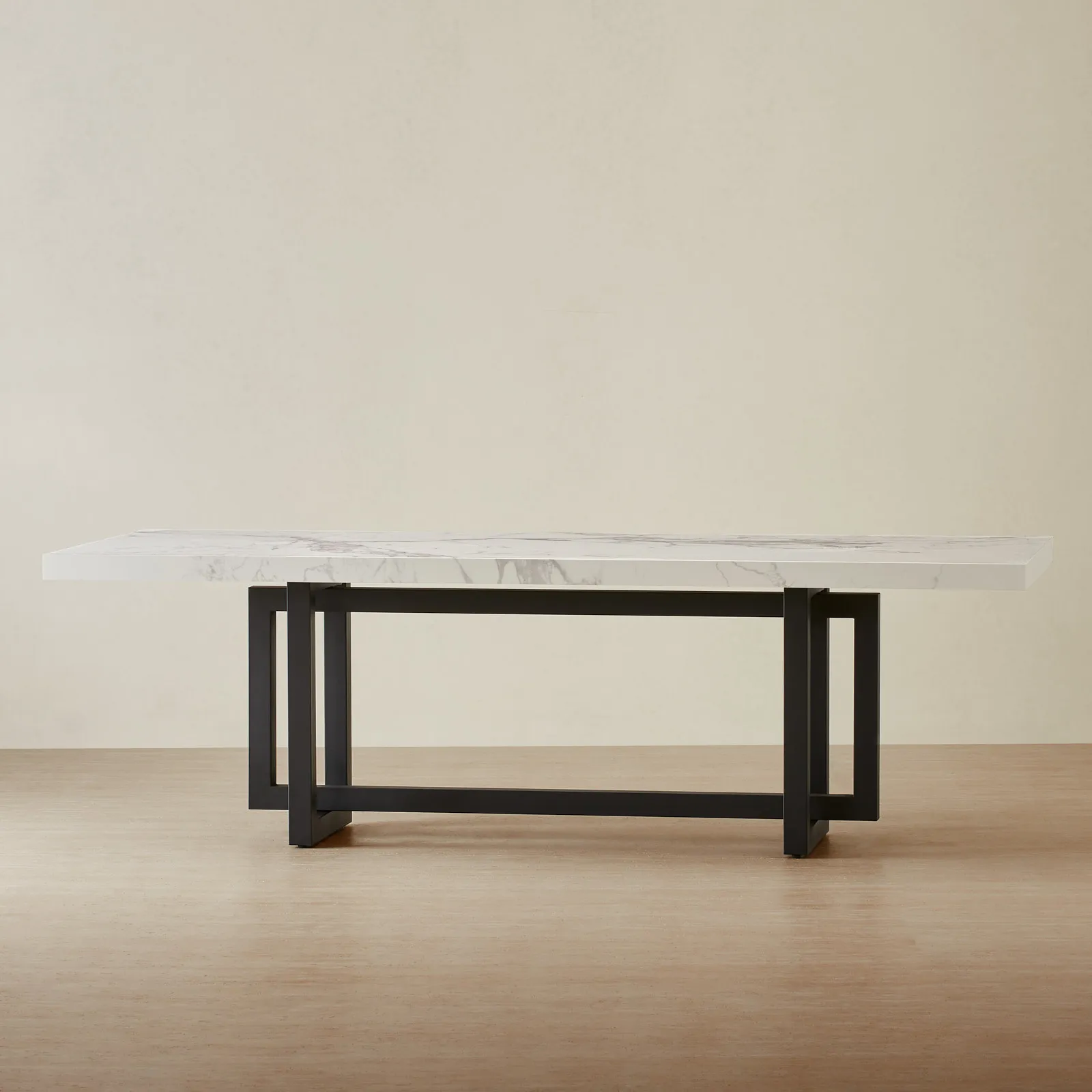 Grayson Statuario White Sintered Stone Dining Table - Matte Black Legs 240x105cm | Koala Living