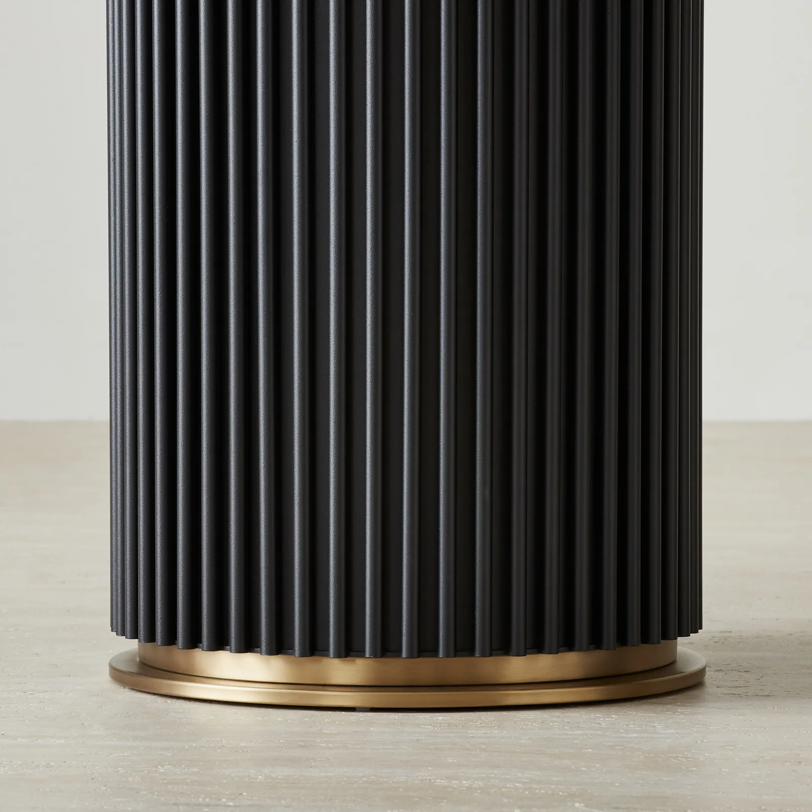 Archie Statuario White Sintered Stone Curved Dining Table - Matte Black ...