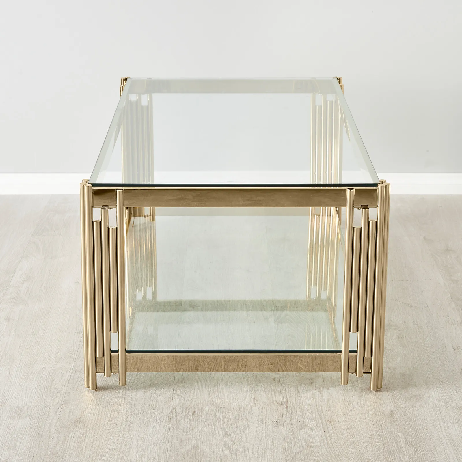 Lindsay Polished Champagne Gold Stainless Steel Coffee Table | Koala Living