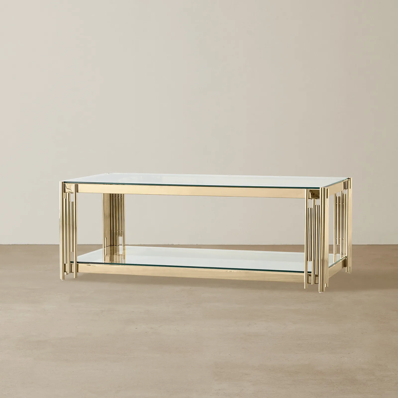 Lindsay Polished Champagne Gold Stainless Steel Coffee Table | Koala Living
