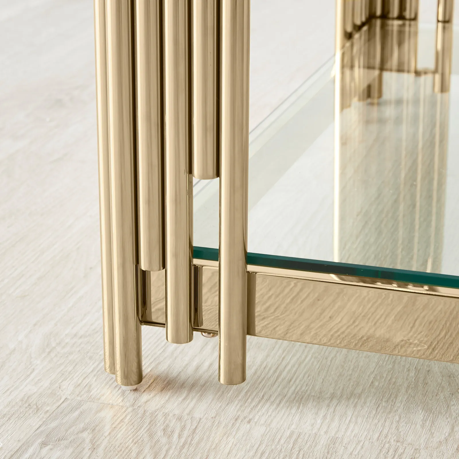 Lindsay Polished Champagne Gold Stainless Steel Coffee Table | Koala Living