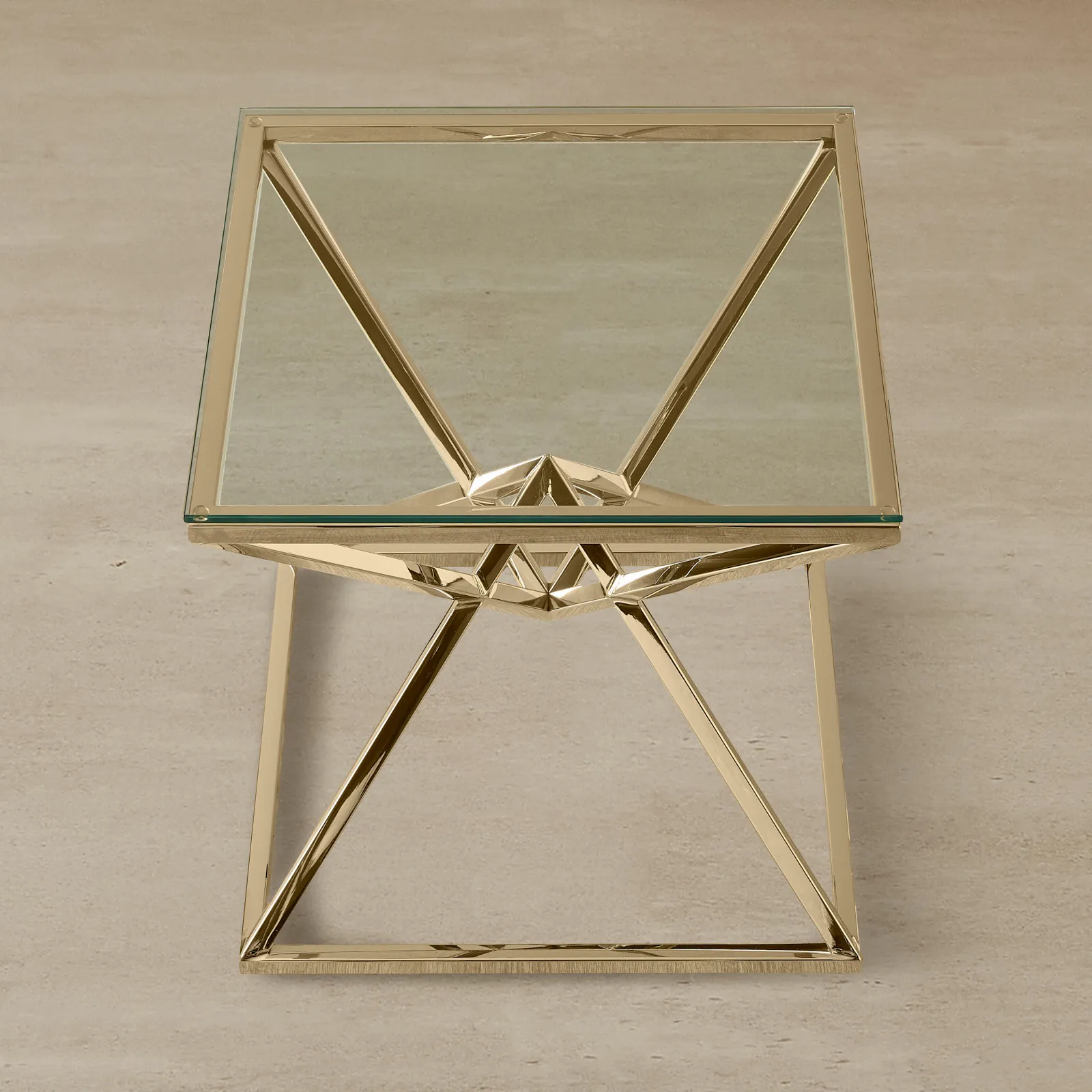 Knox Polished Champagne Gold Side Table - Clear Glass Top | Koala Living