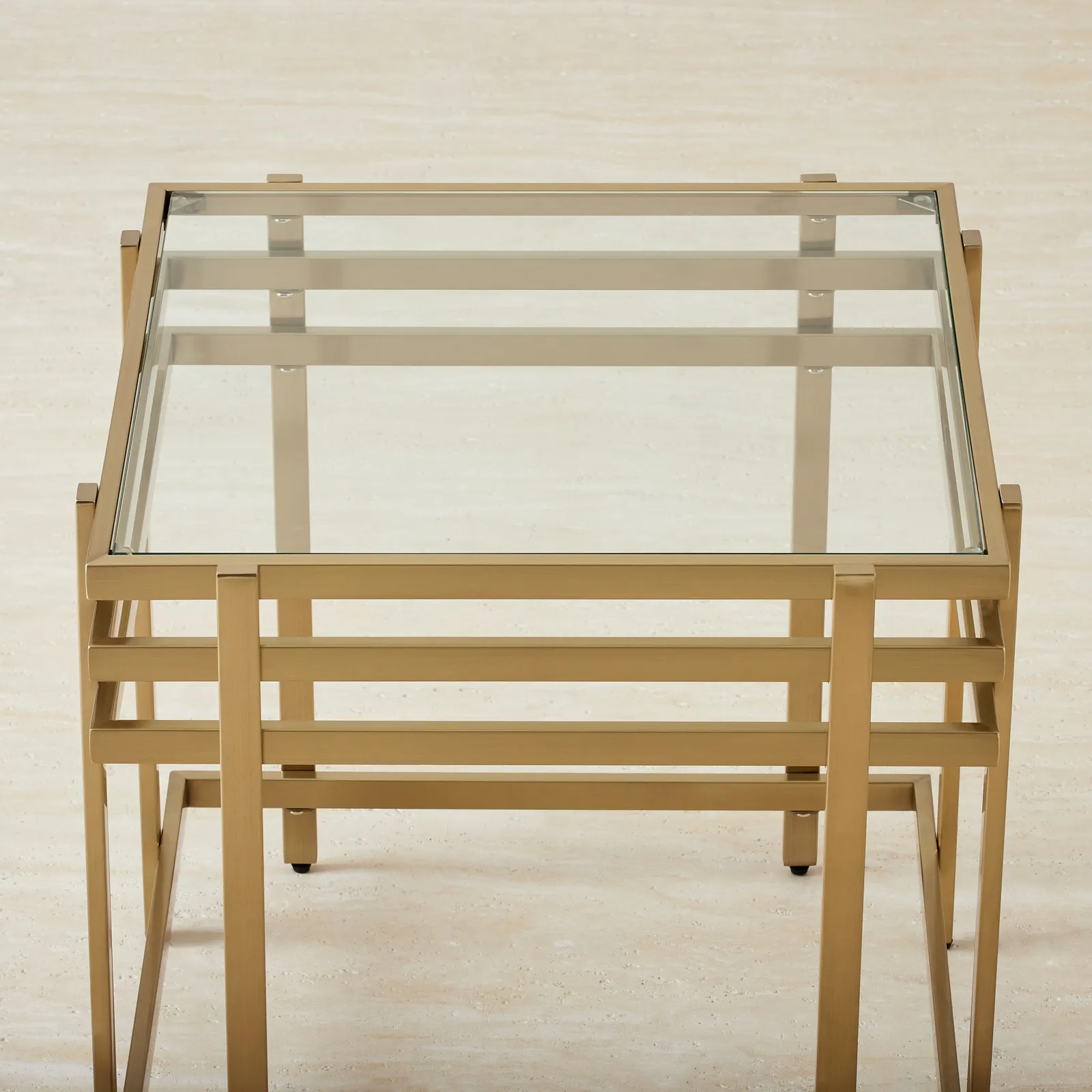 Grazia Brushed Champagne Gold Stainless Steel Side Table