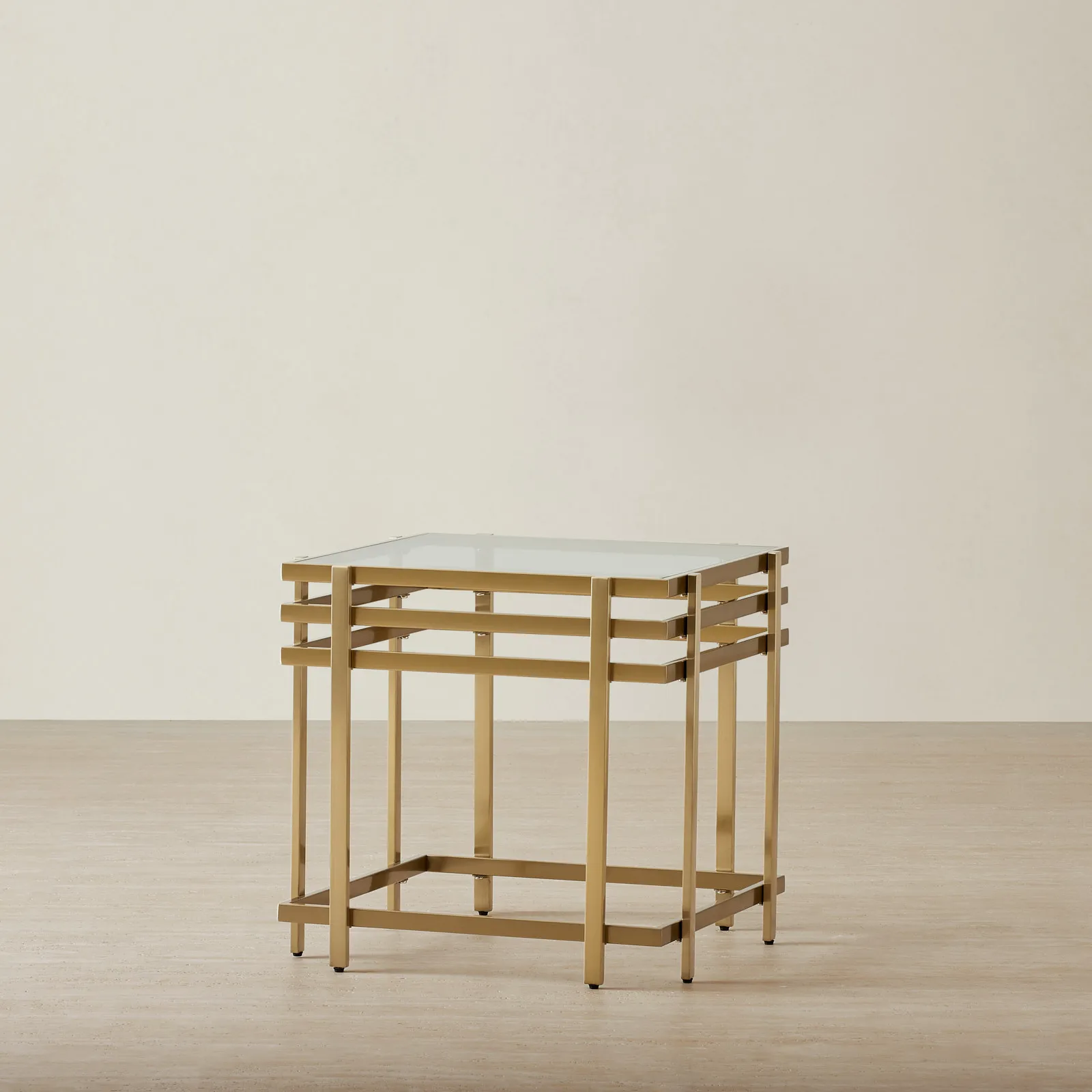 Grazia Brushed Champagne Gold Stainless Steel Side Table