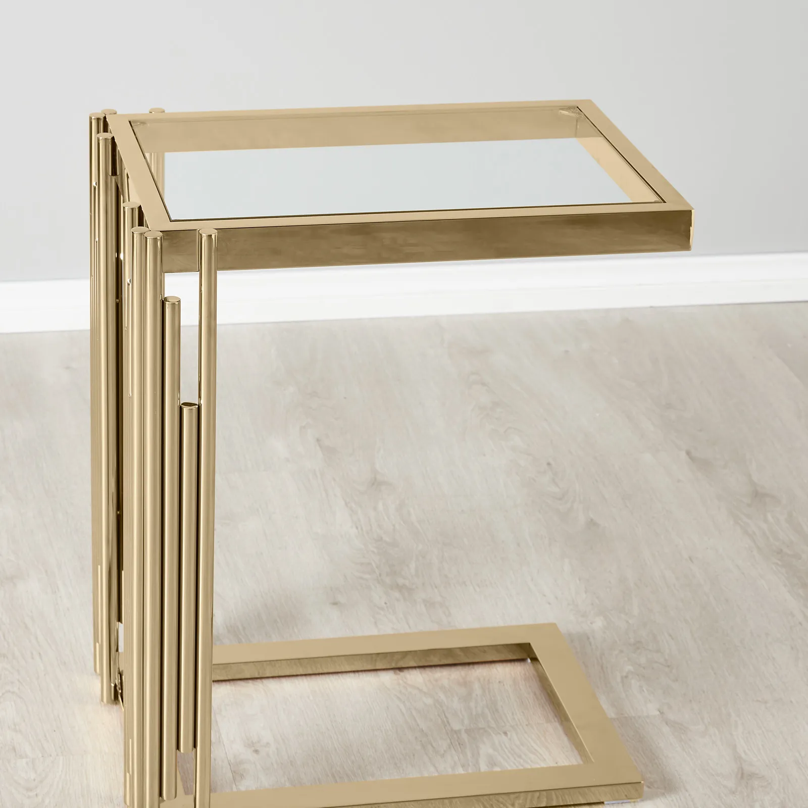 Jules Polished Champagne Gold Stainless Steel Side Table | Koala Living