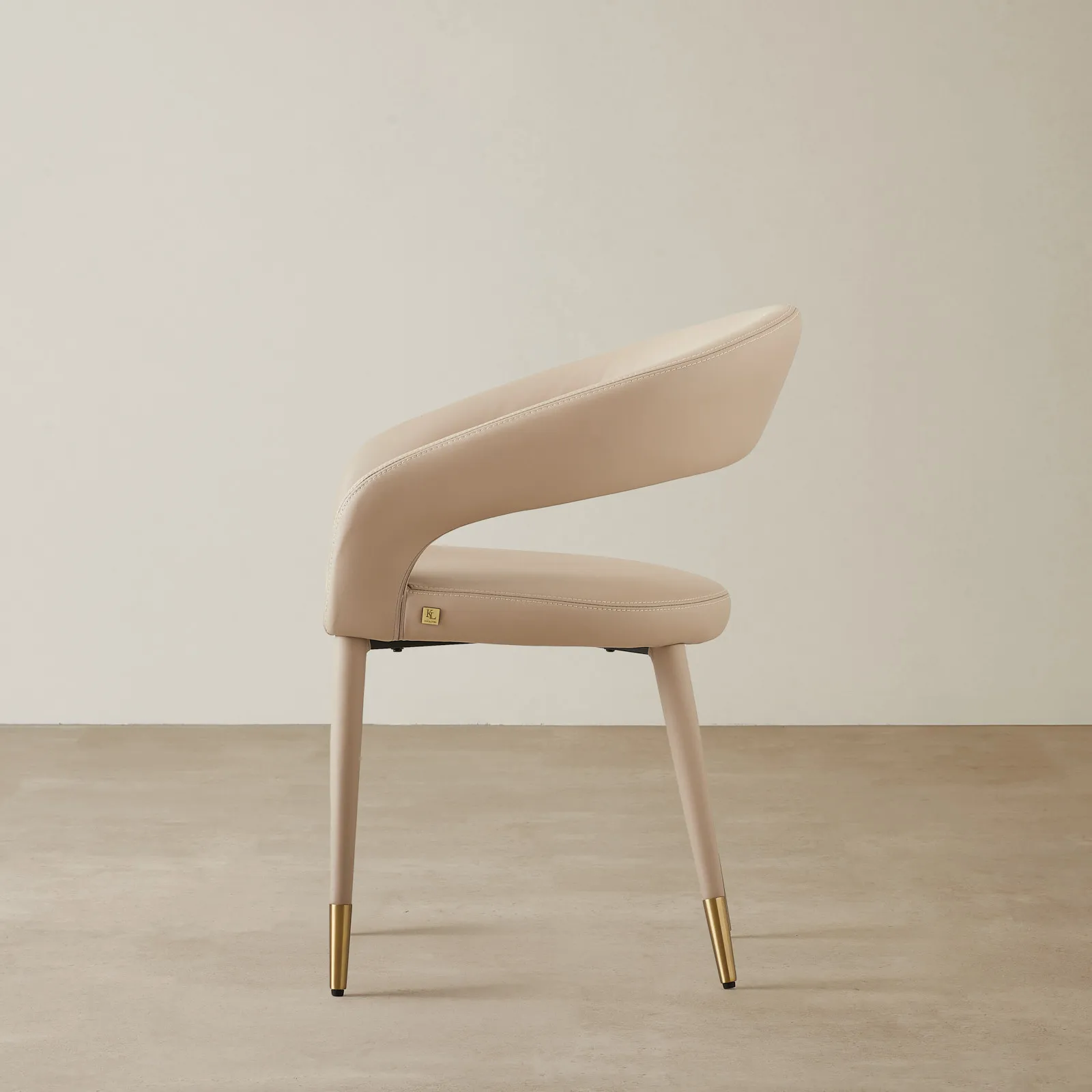 Moulin Sand Beige Vegan Leather Dining Chair - Brushed Gold Legs