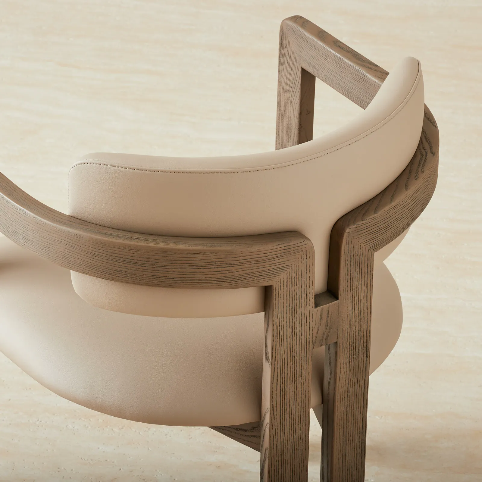 Desmond Sand Beige Vegan Leather Dining Chair - Medium Brown Ash Legs ...