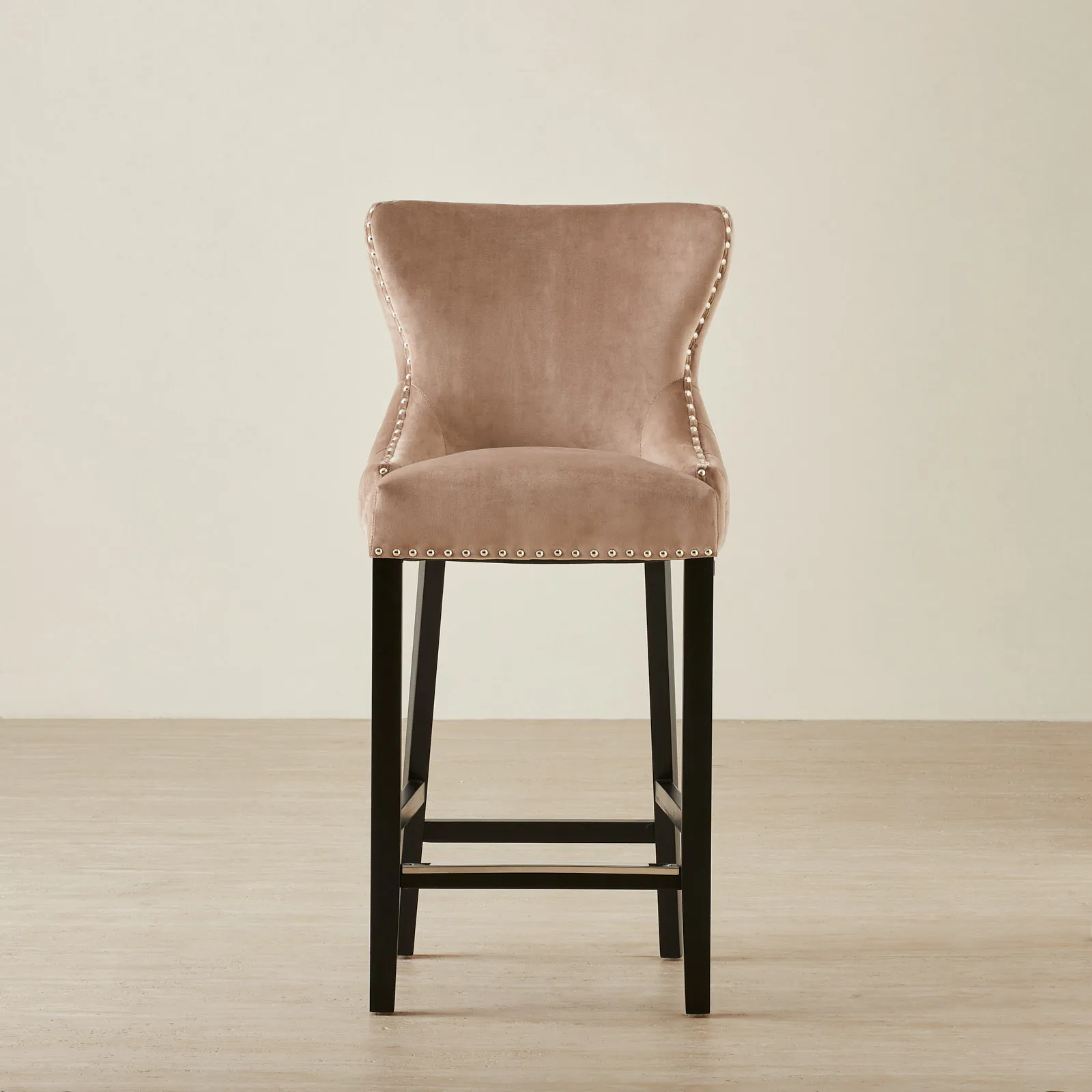 Camille III Almond Beige Velvet Bar Stool | Koala Living