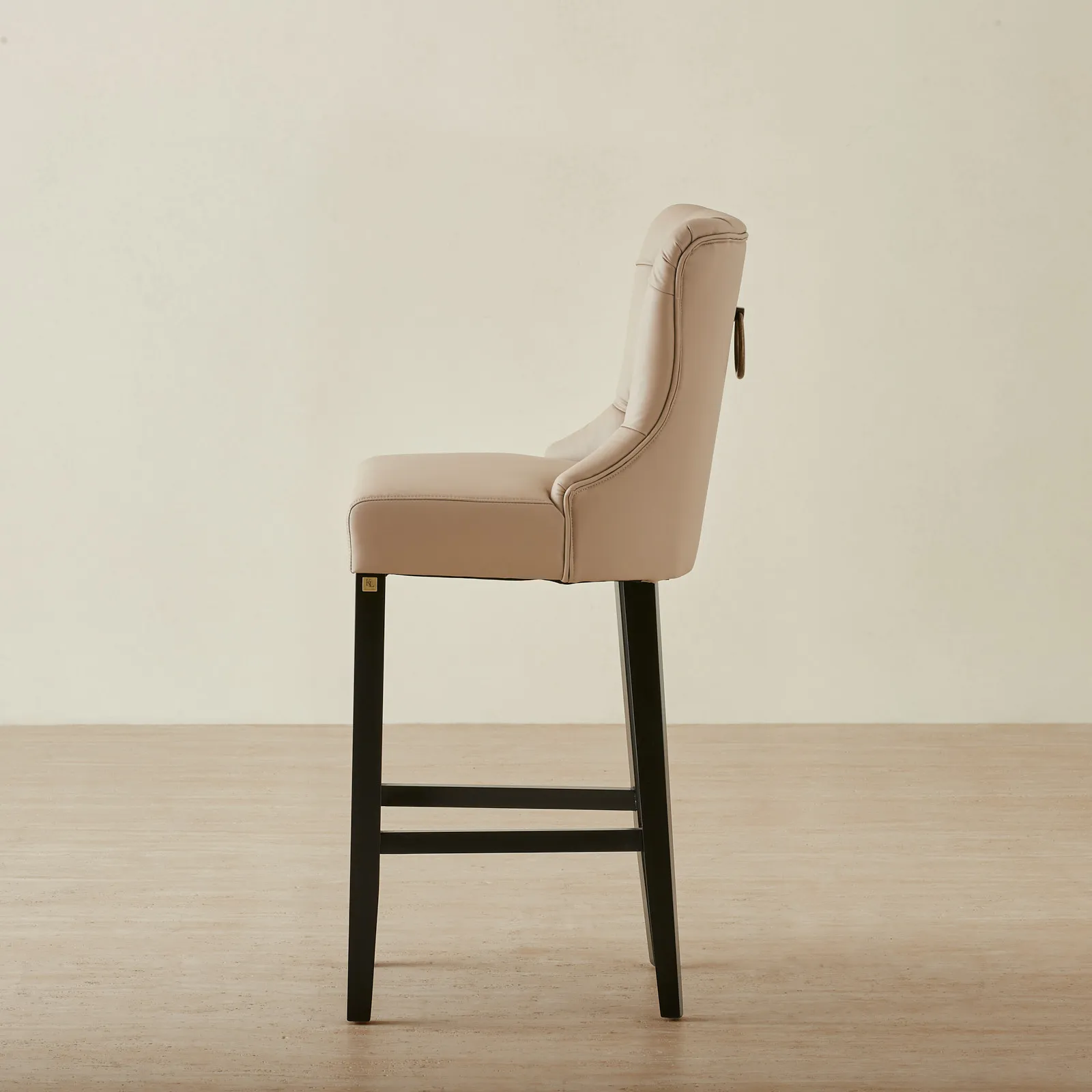 Saxon II Sand Beige Vegan Leather Bar Stool