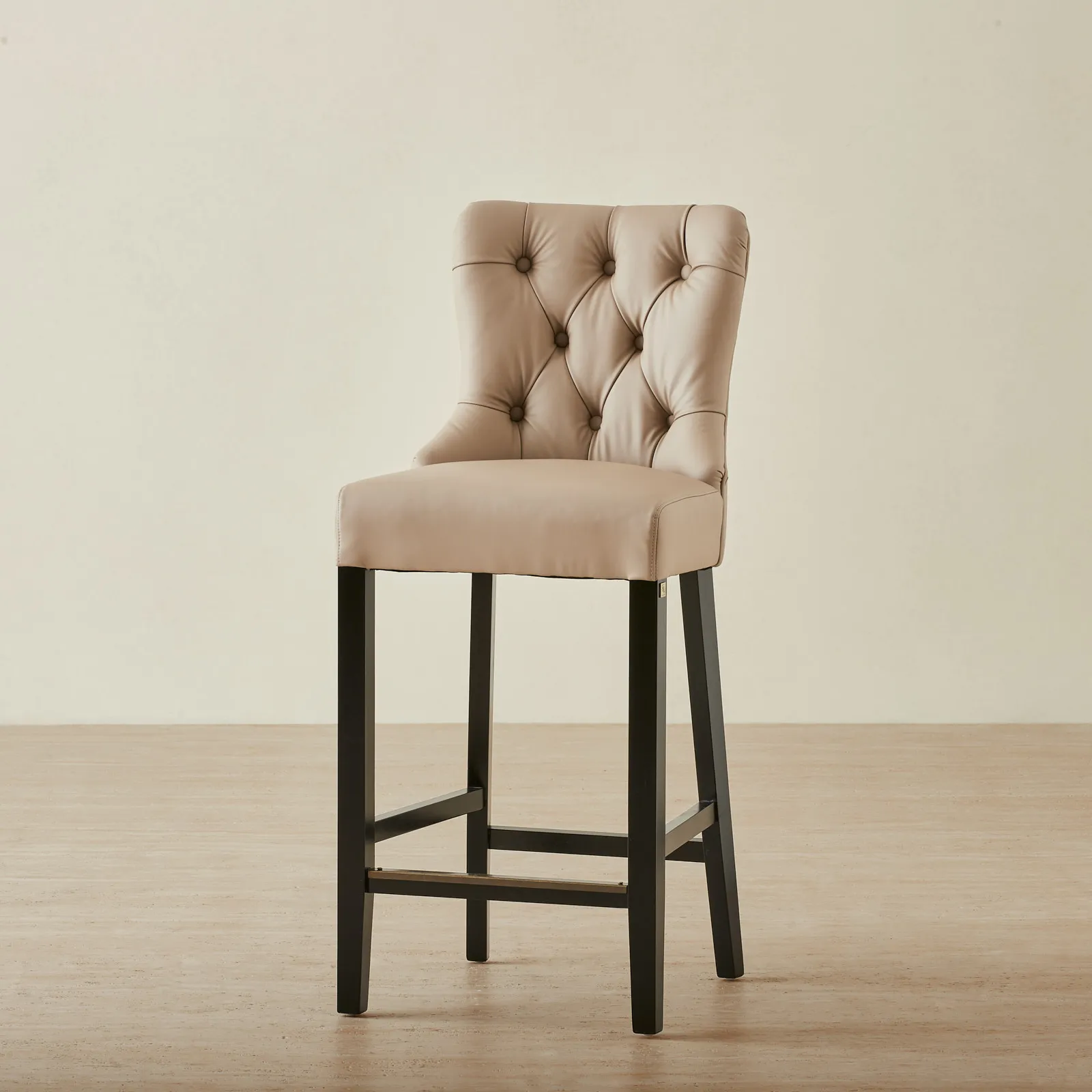 Saxon II Sand Beige Vegan Leather Bar Stool