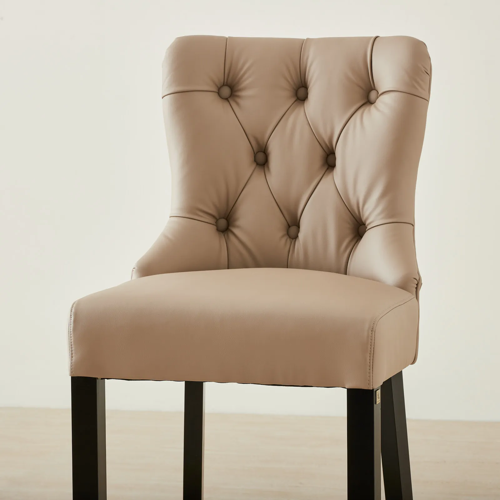 Saxon II Sand Beige Vegan Leather Bar Stool
