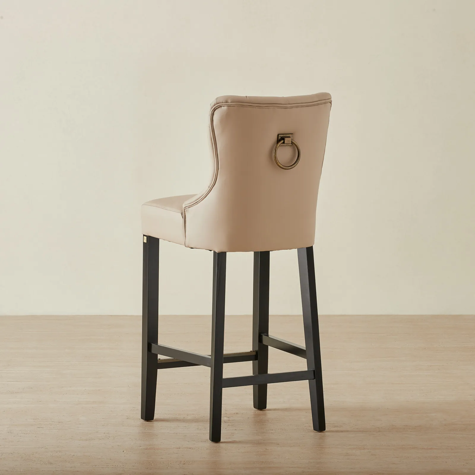Saxon II Sand Beige Vegan Leather Bar Stool