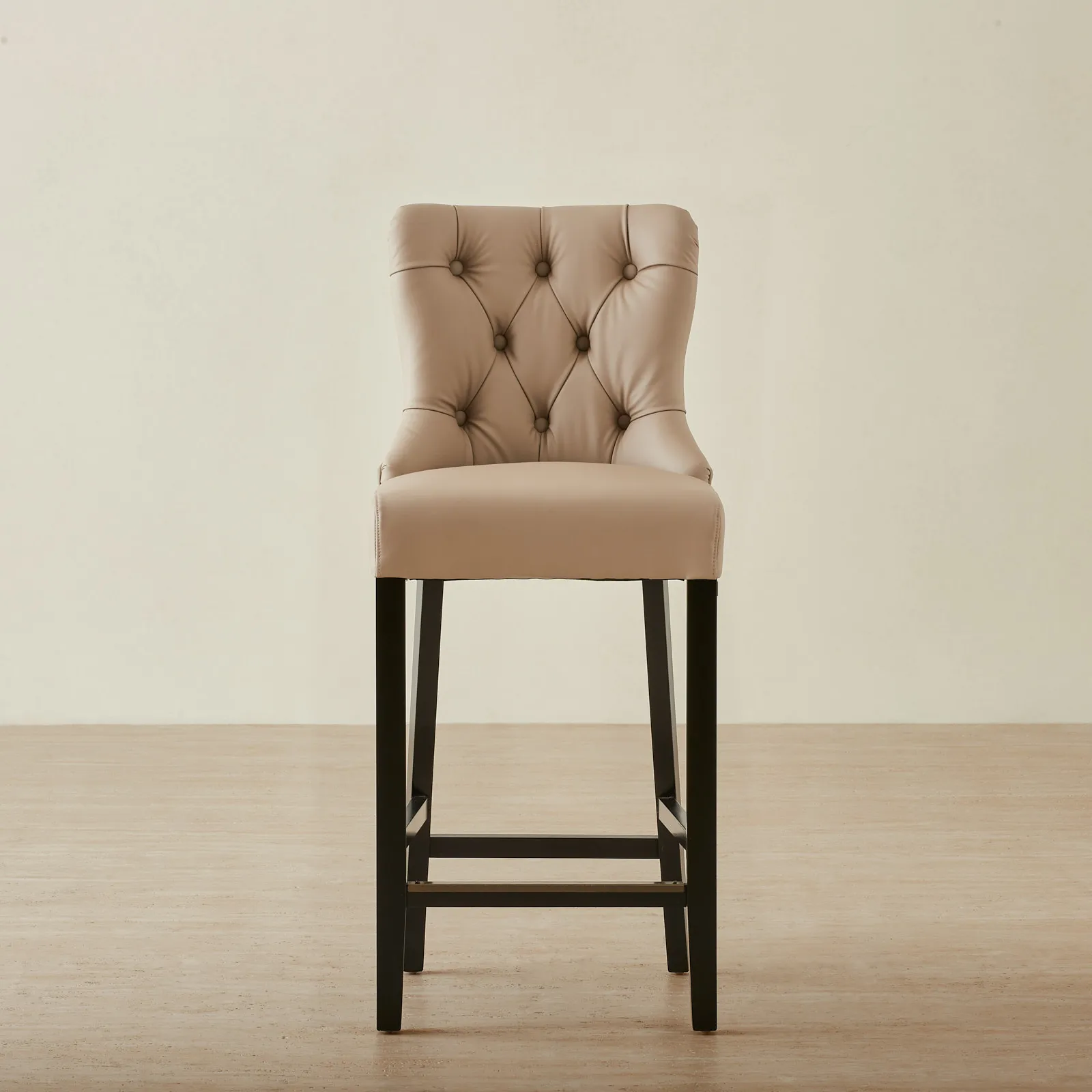 Saxon II Sand Beige Vegan Leather Bar Stool