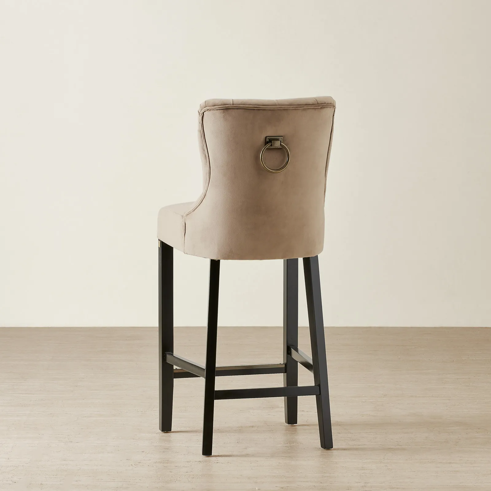 Saxon II Beige Velvet Bar Stool