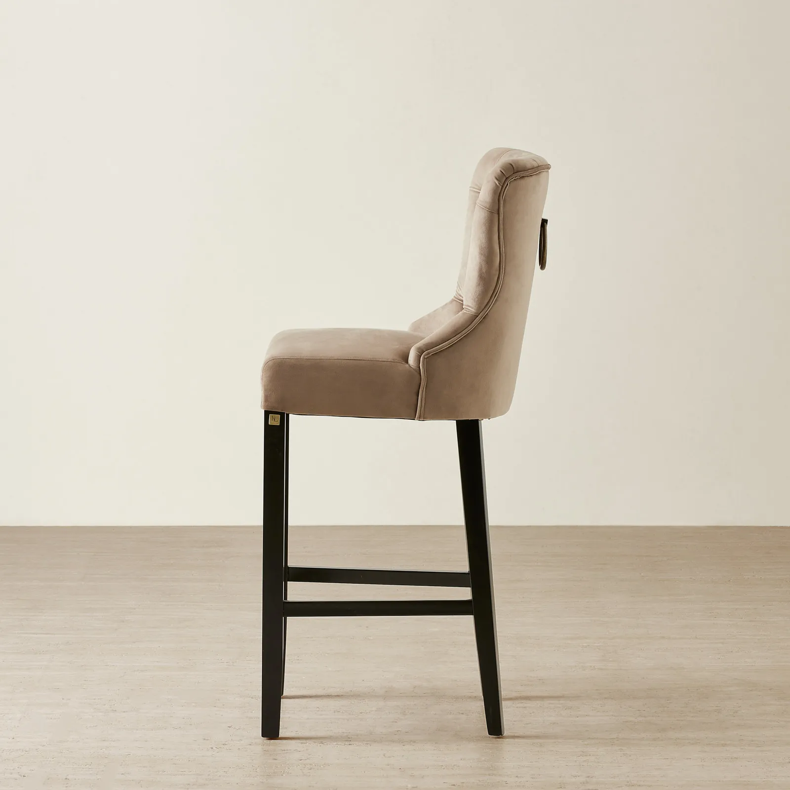 Saxon II Beige Velvet Bar Stool