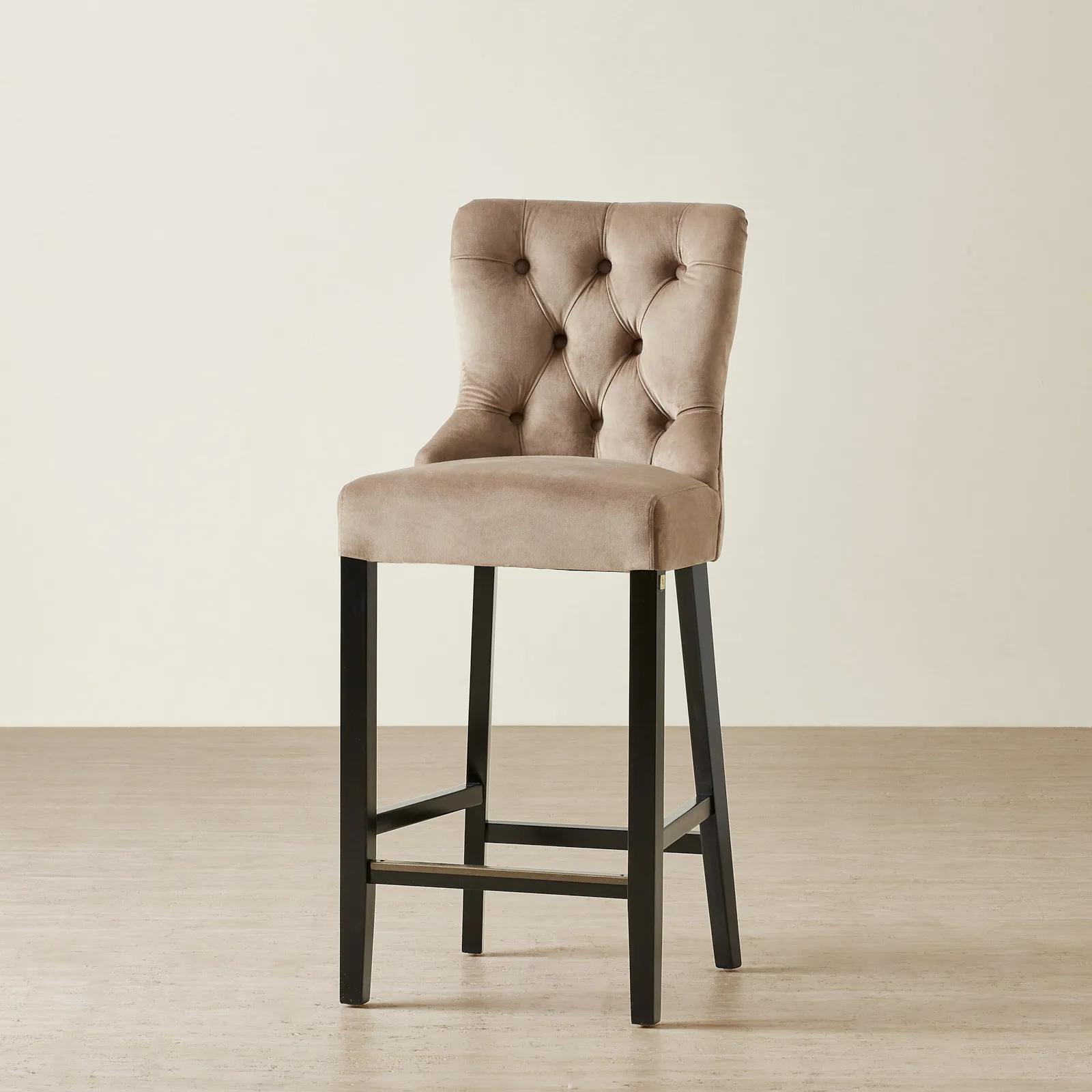 Saxon II Beige Velvet Bar Stool