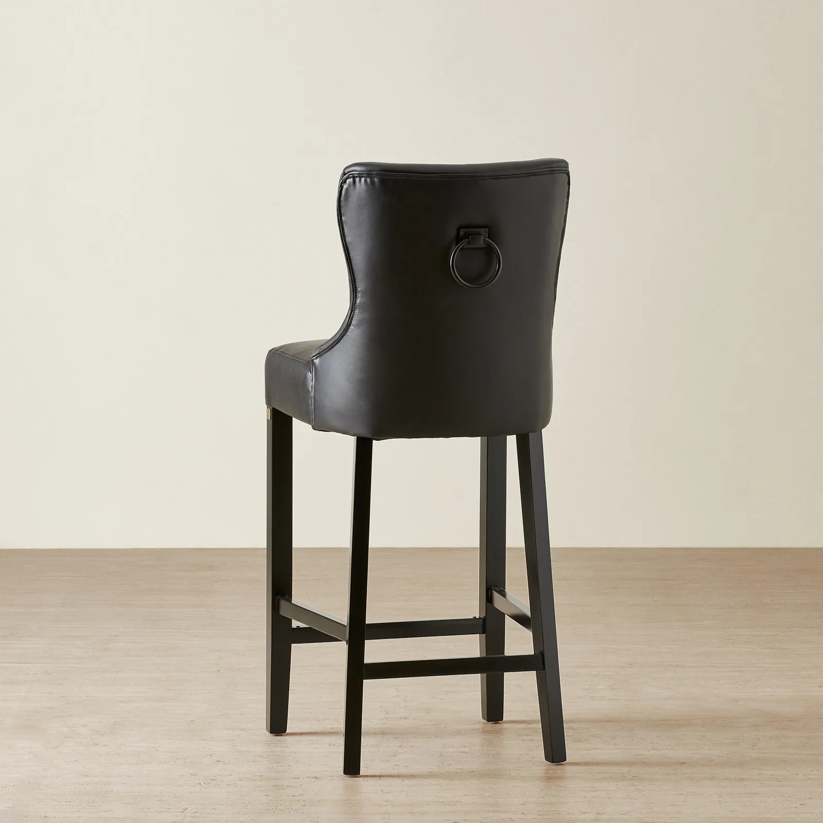 Saxon II Black Vegan Leather Bar Stool