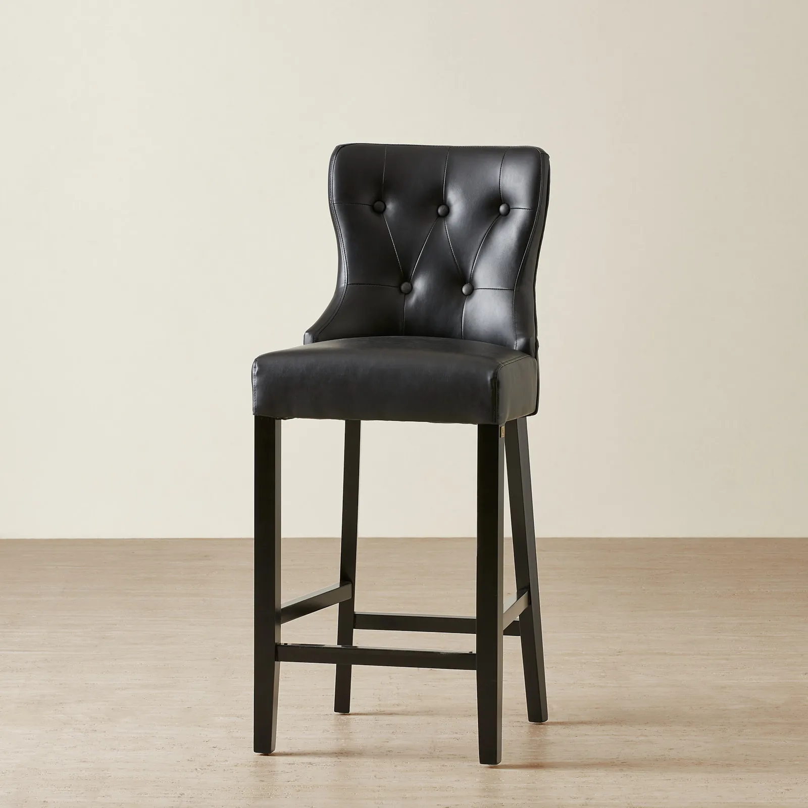 Saxon II Black Vegan Leather Bar Stool