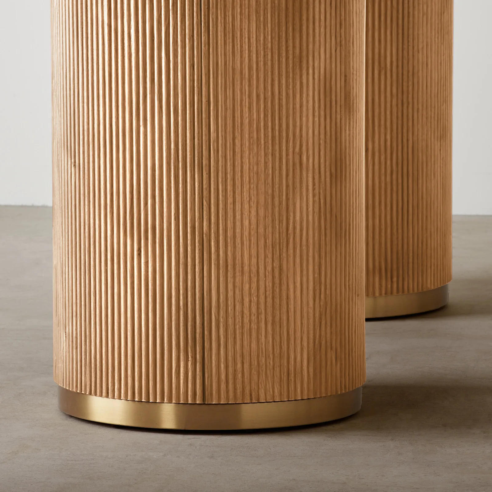 San Pierre Light Brown Ash Veneer Dining Table - Two Legs - Travertine ...