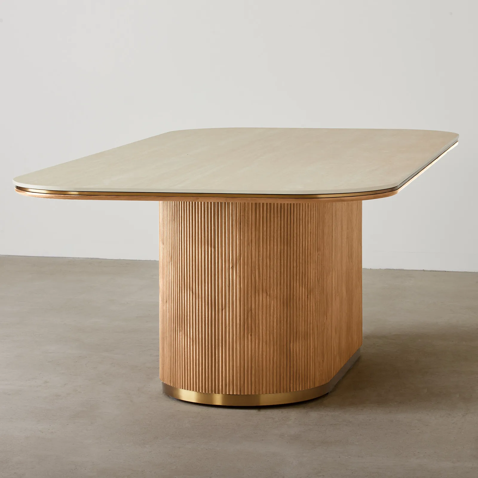 San Pierre Light Brown Ash Veneer Single Leg Rectangular Dining Table ...