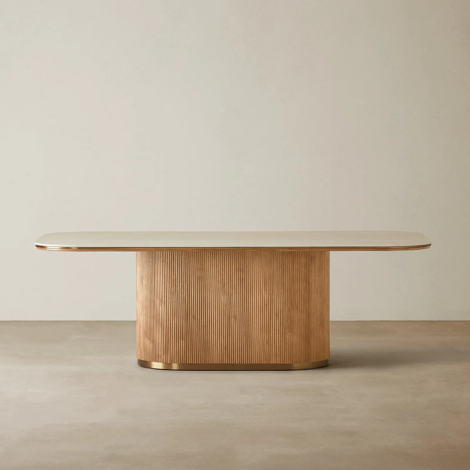 San Pierre Light Brown Ash Veneer Dining Table - Single Leg ...