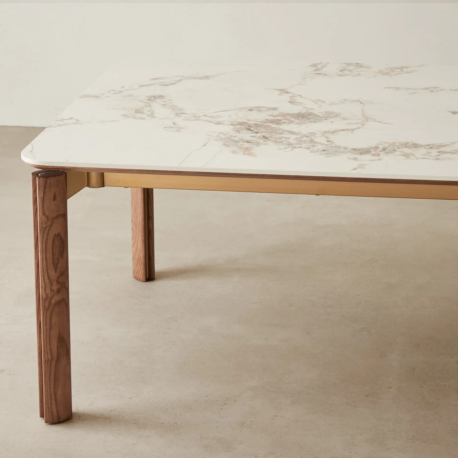 Portobello Pandora Brown Sintered Stone Top Dining Table - Toffee Brown Ash Legs 240x120cm