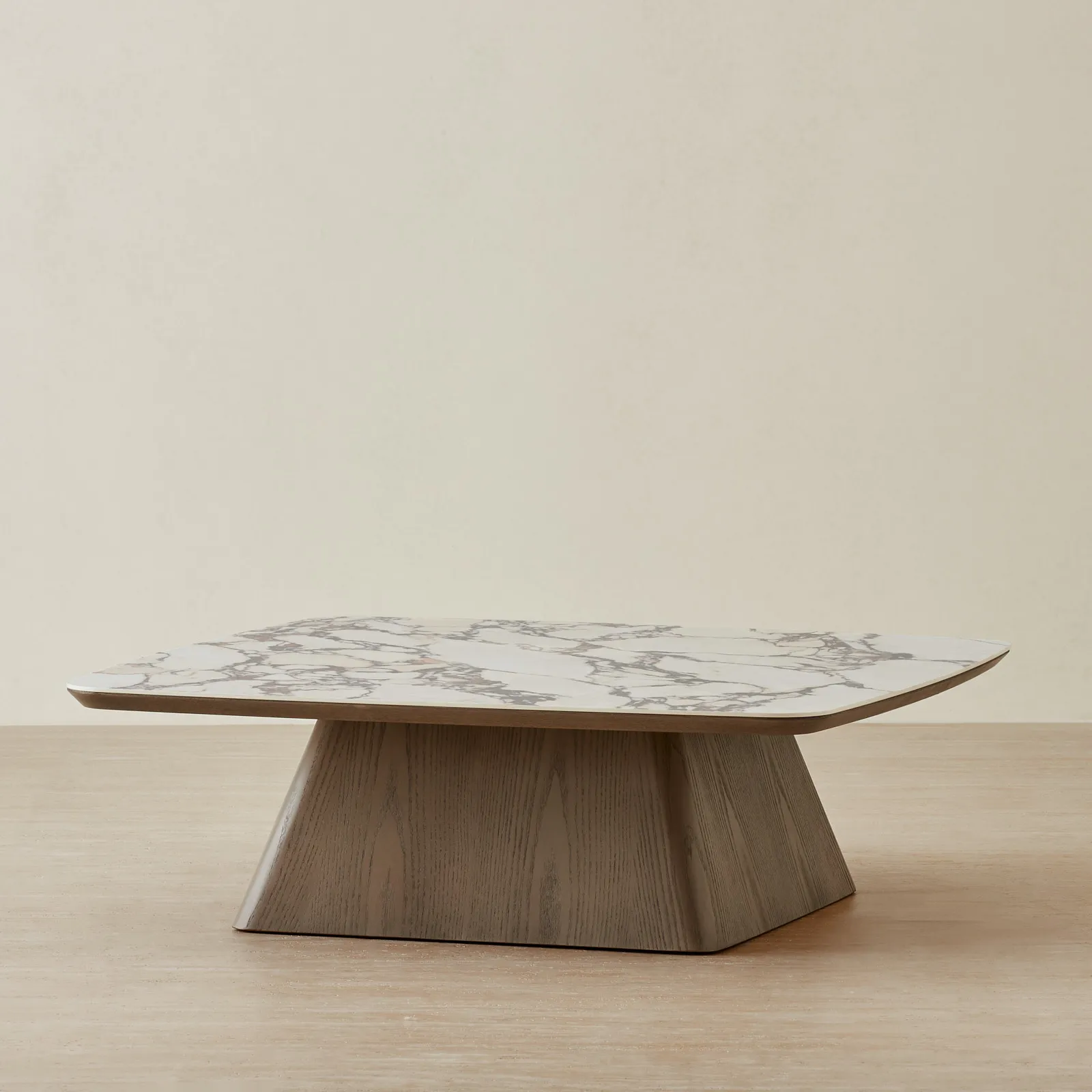 Dunstan Medium Brown Veneer Coffee Table with Calcatta Viola Sintered ...
