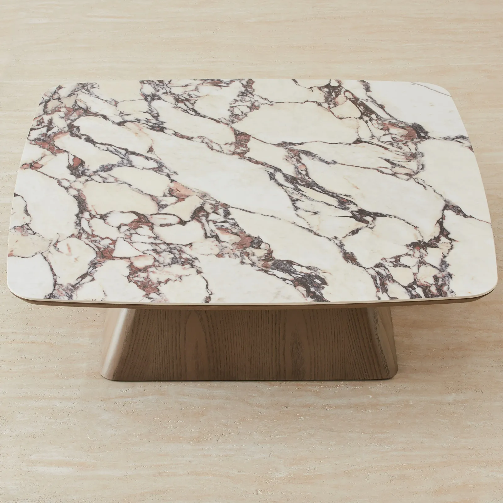 Dunstan Medium Brown Veneer Coffee Table with Calcatta Viola Sintered ...