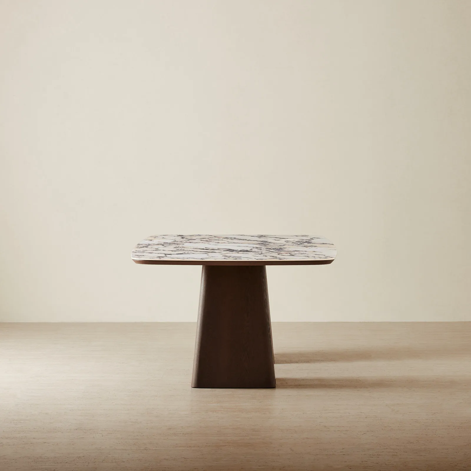 Dunstan Amber Brown Veneer Rectangular Dining Table with Calacatta ...