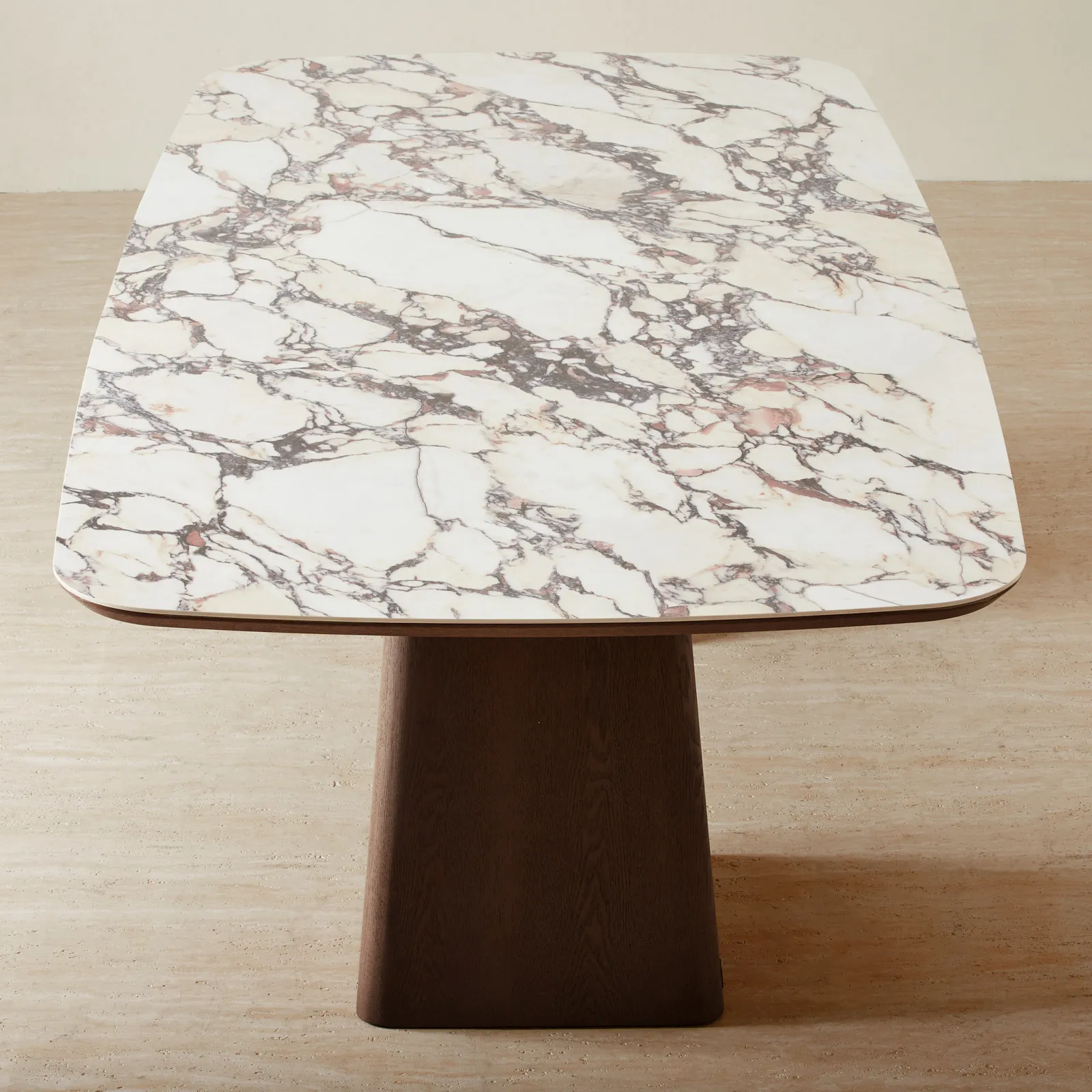 Dunstan Amber Brown Veneer Rectangular Dining Table with Calacatta ...