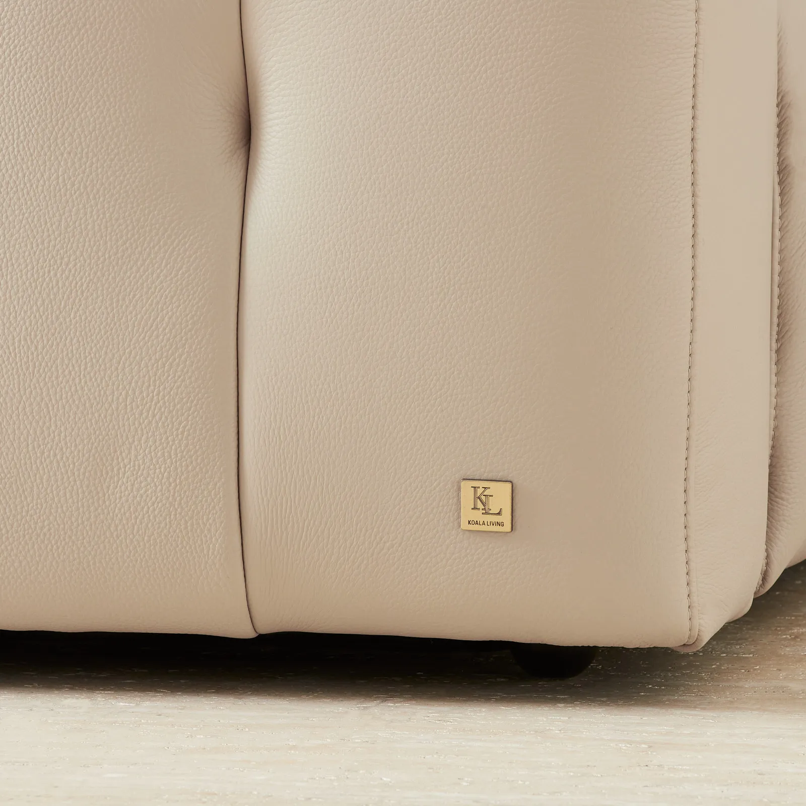 Kensley Almond Cream Leather 3-Seater Dual Electric Recliner | Koala Living