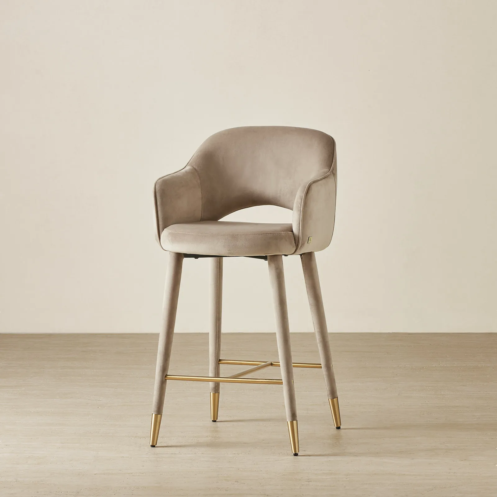 Adrianna Beige Velvet 67cm Counter Stool