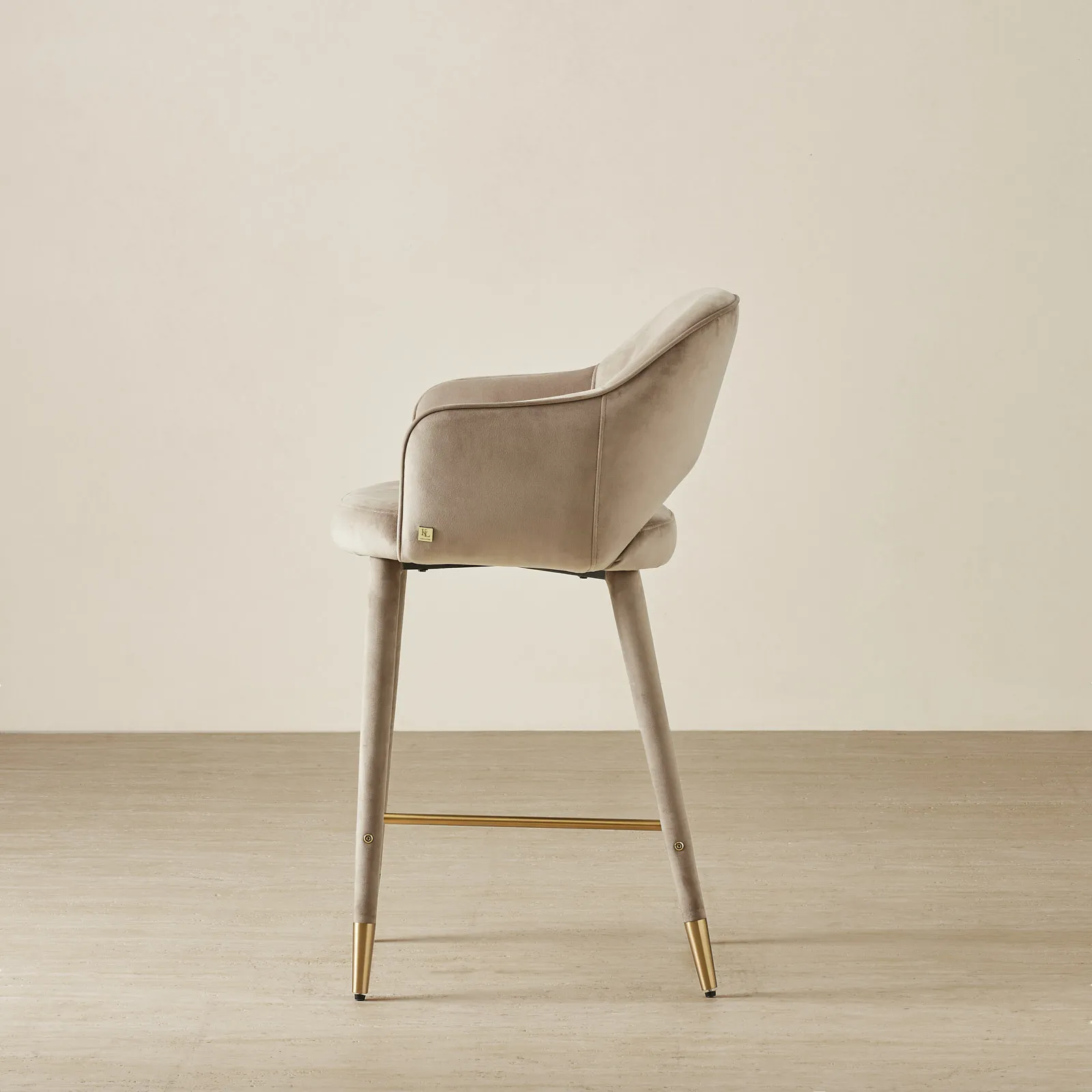 Adrianna Beige Velvet 67cm Counter Stool