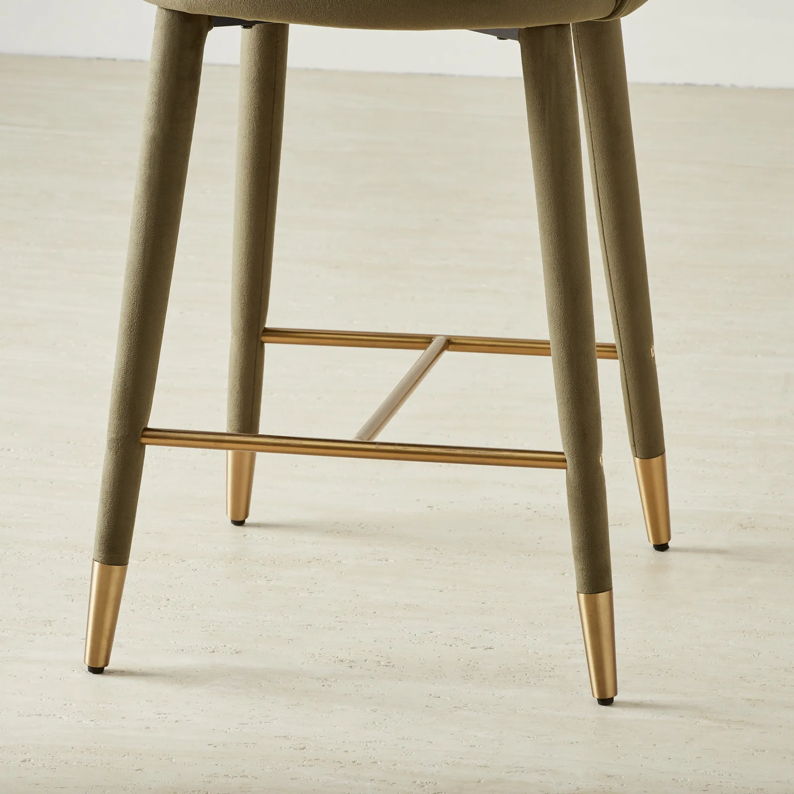 Adrianna Olive Green Velvet 67cm Counter Stool | Koala Living