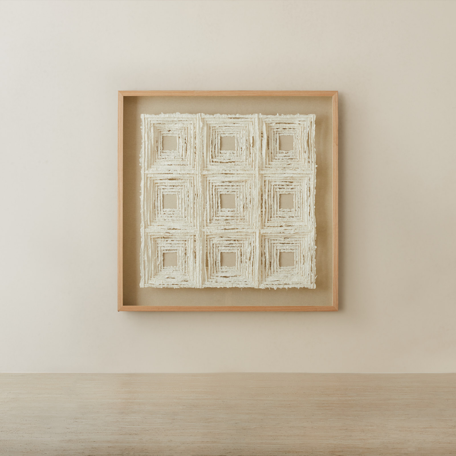 Verla Paper Pulp Shadow Box with Oak Color Frame | Koala Living