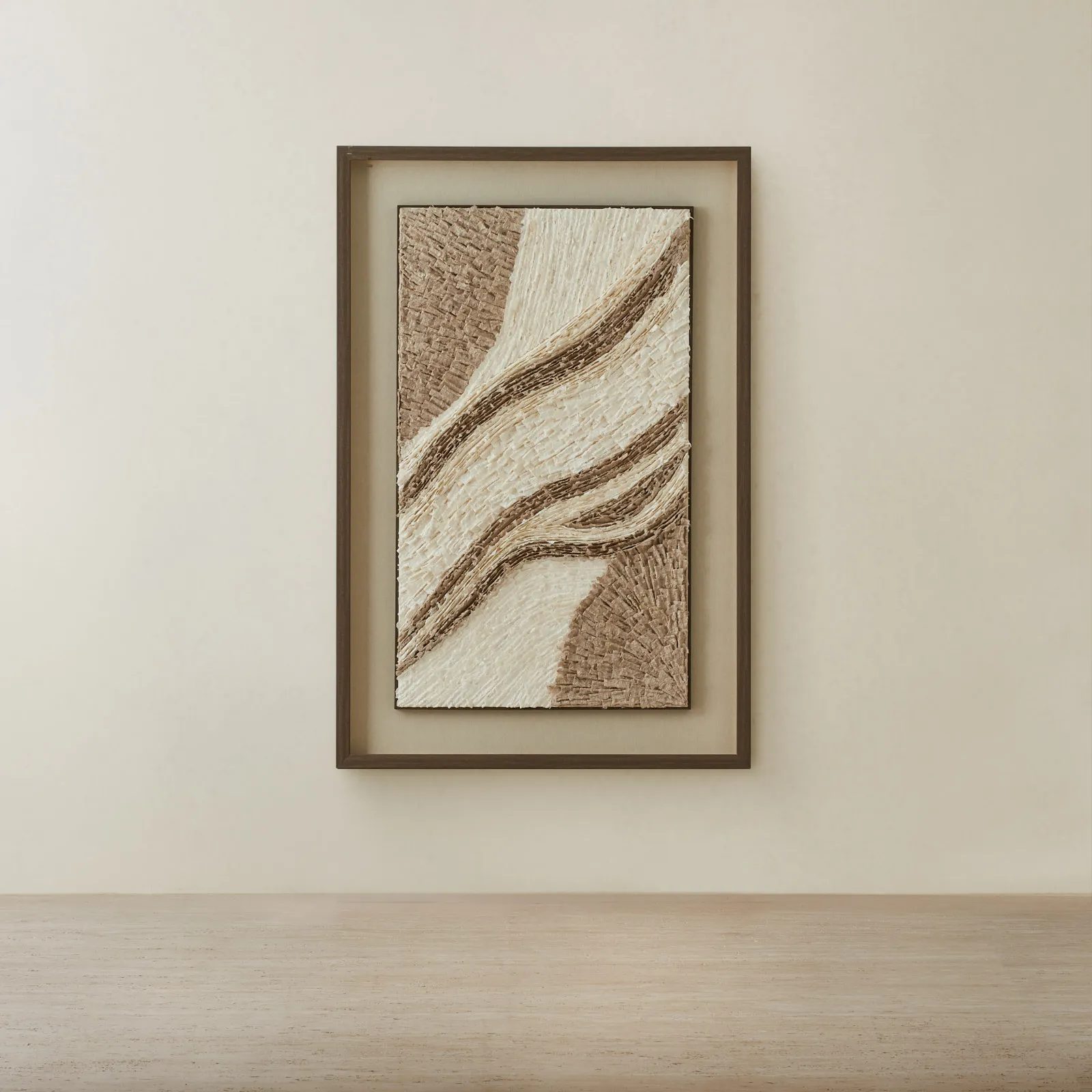 Fita Paper Pulp Shadow Box with Light Brown Frame | Koala Living