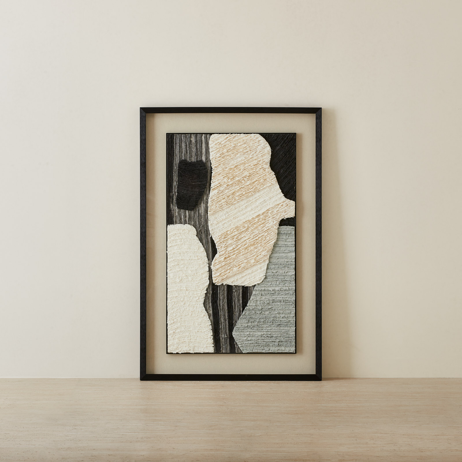 Kazan Paper Pulp Shadow Box with Black Frame