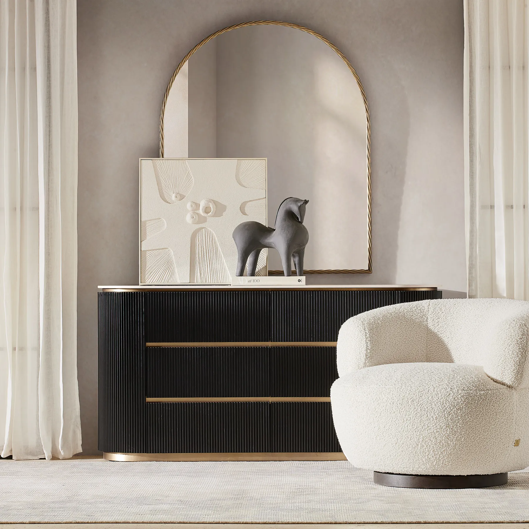 Archie White Sintered Stone 6-Drawer Dresser