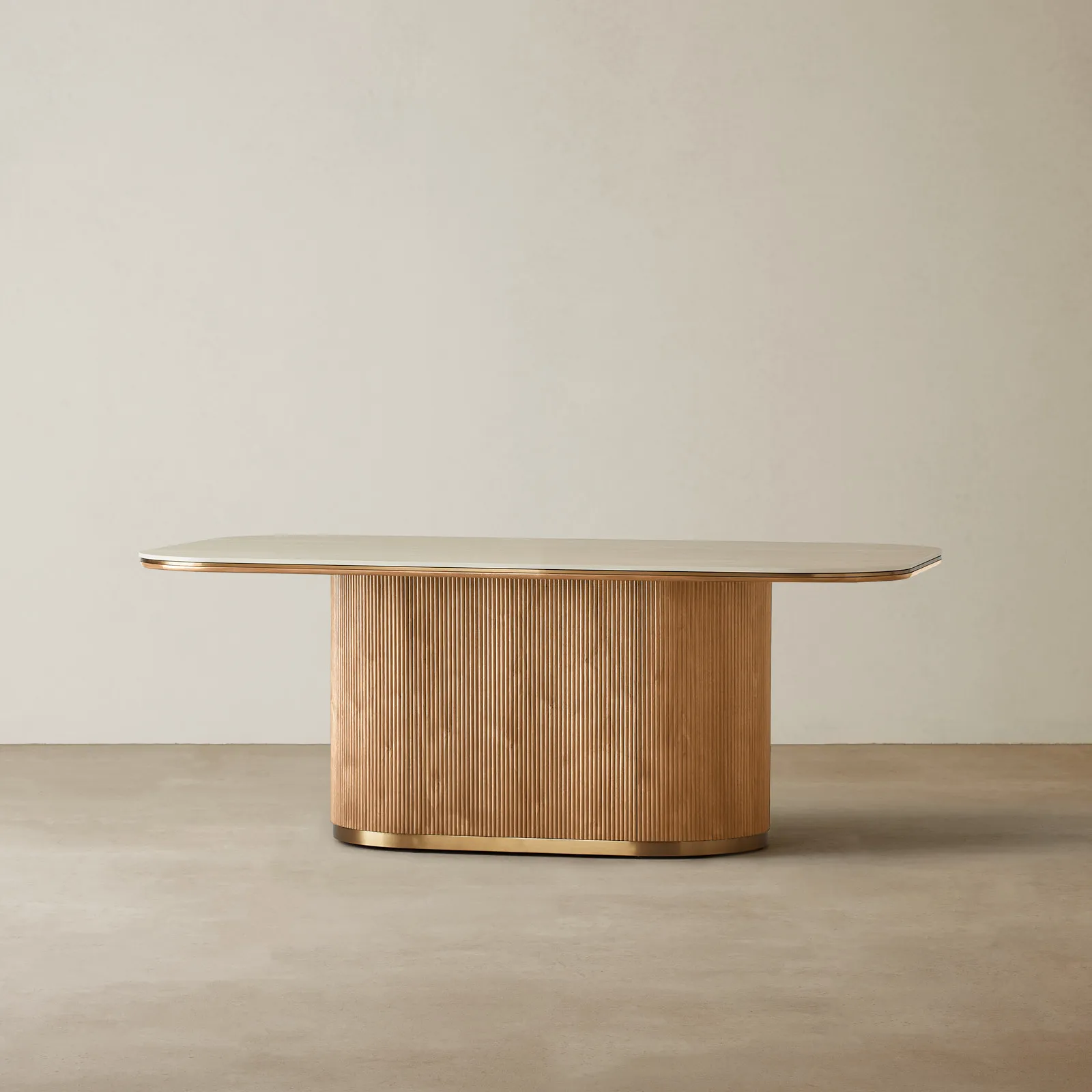 San Pierre Light Brown Ash Veneer Single Leg Rectangular Dining Table ...