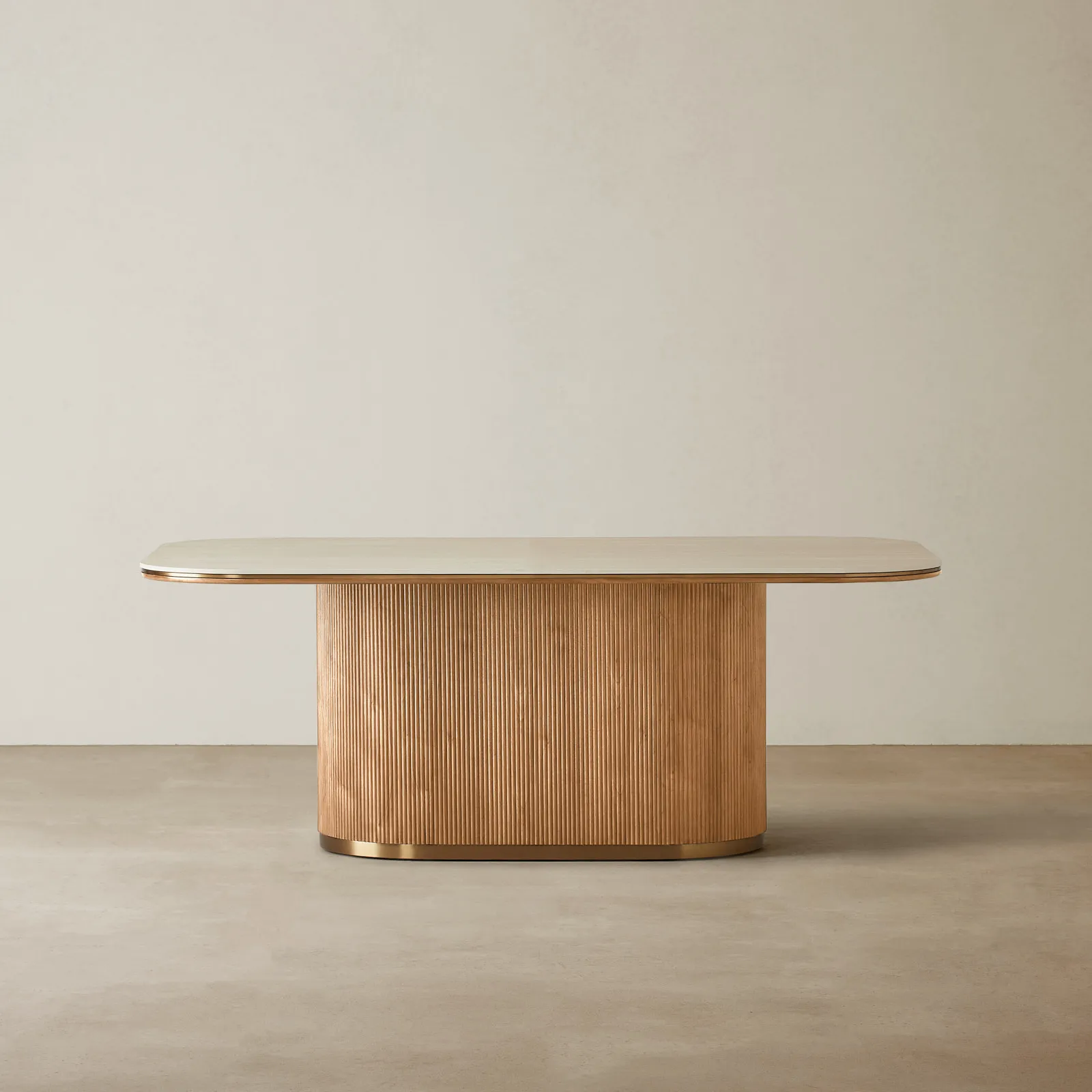 San Pierre Light Brown Ash Veneer Single Leg Rectangular Dining Table ...