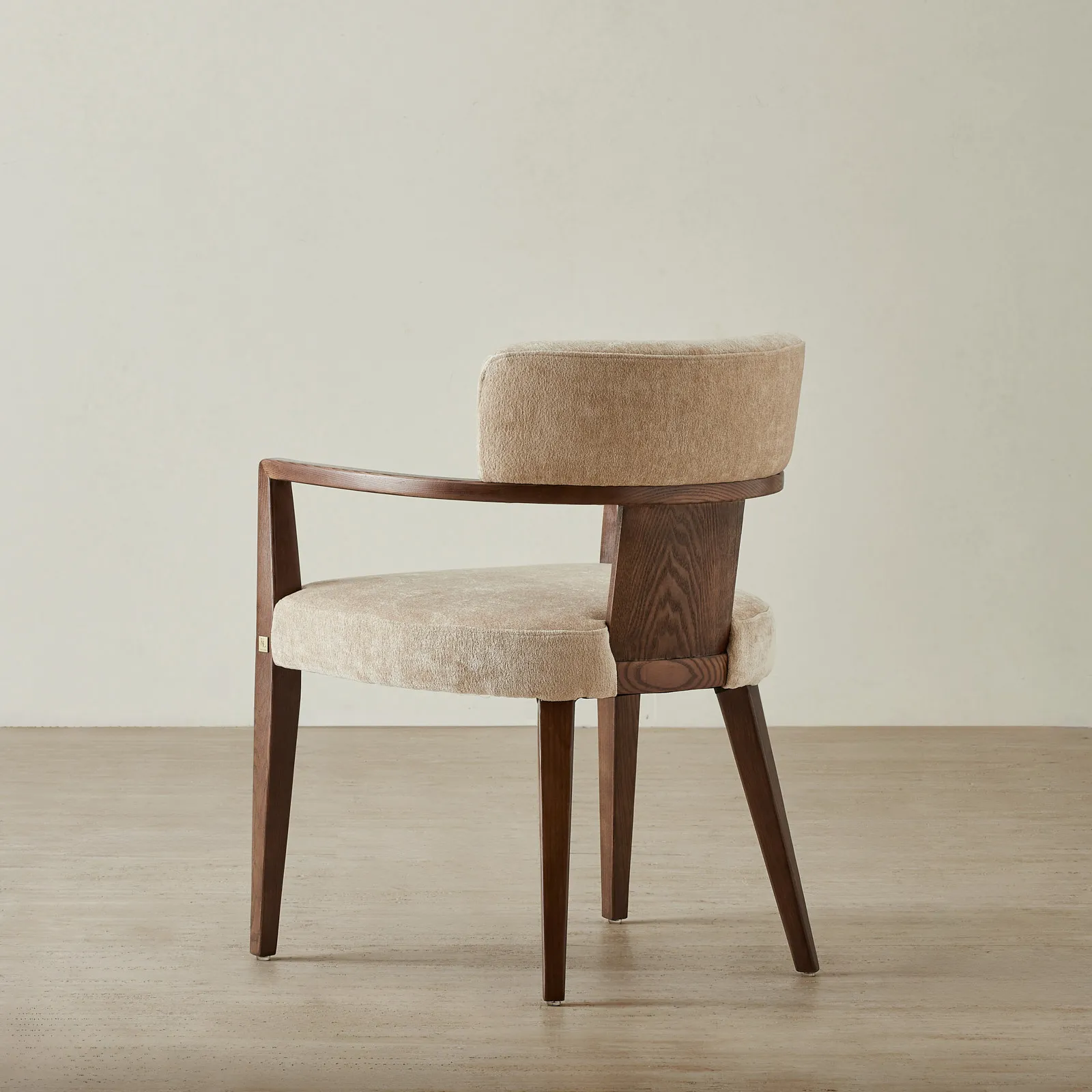 Lila Soft Beige Fabric Dining Chair - Amber Brown Wooden Legs | Koala ...