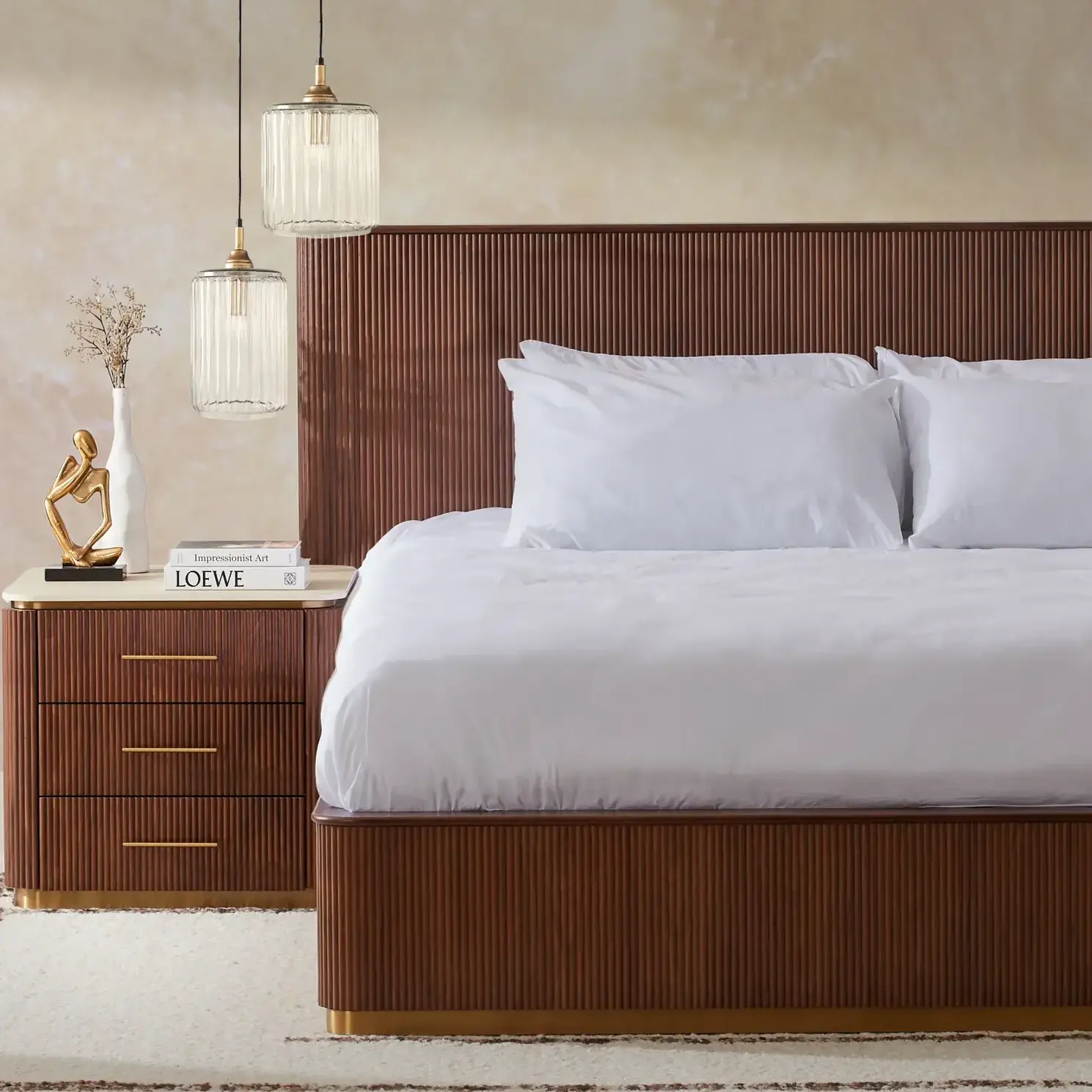 San Pierre Walnut Veneer King Bed