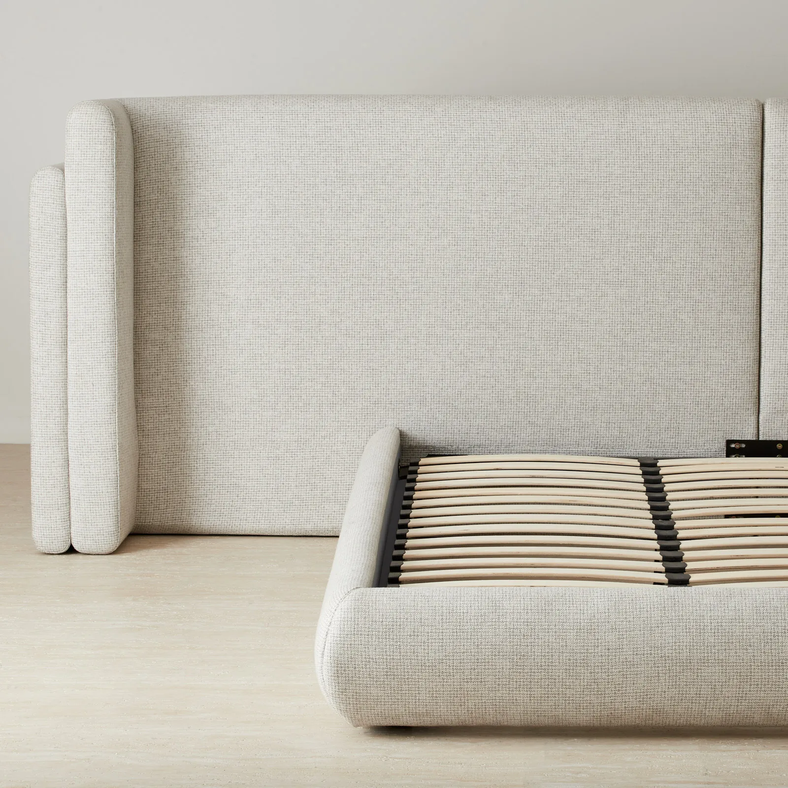 Clementine Dove Grey Woven Fabric King Bed | Koala Living