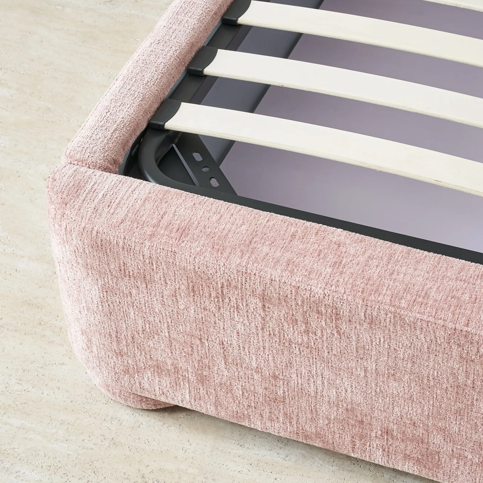 Poppy Dusty Pink Chenille Fabric King Single Bed