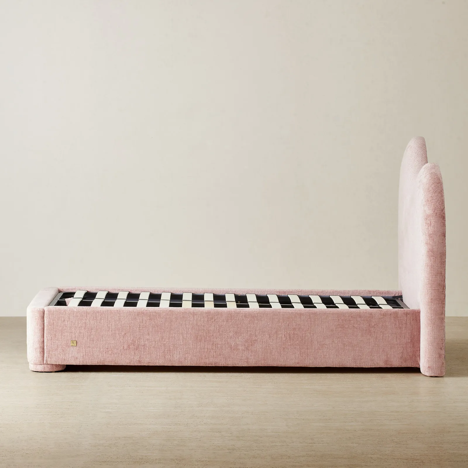 Poppy Dusty Pink Chenille Fabric King Single Bed