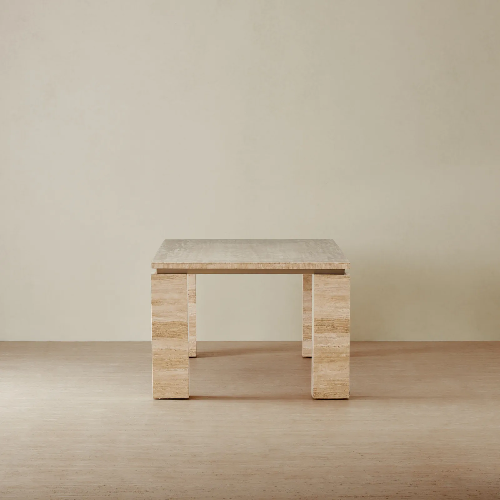 Monolith Natural Cream Travertine Dining Table