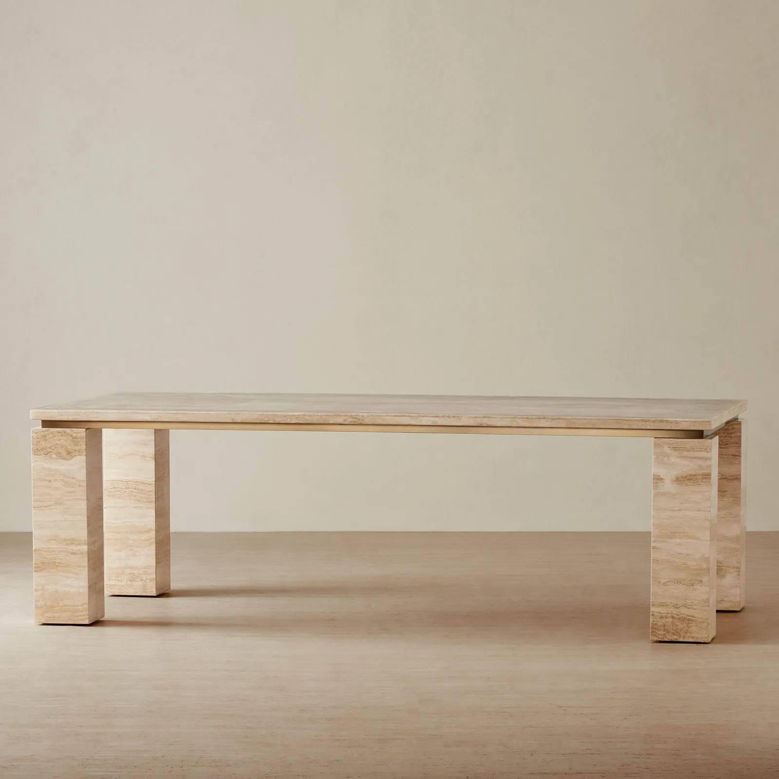 Monolith Natural Cream Travertine Dining Table