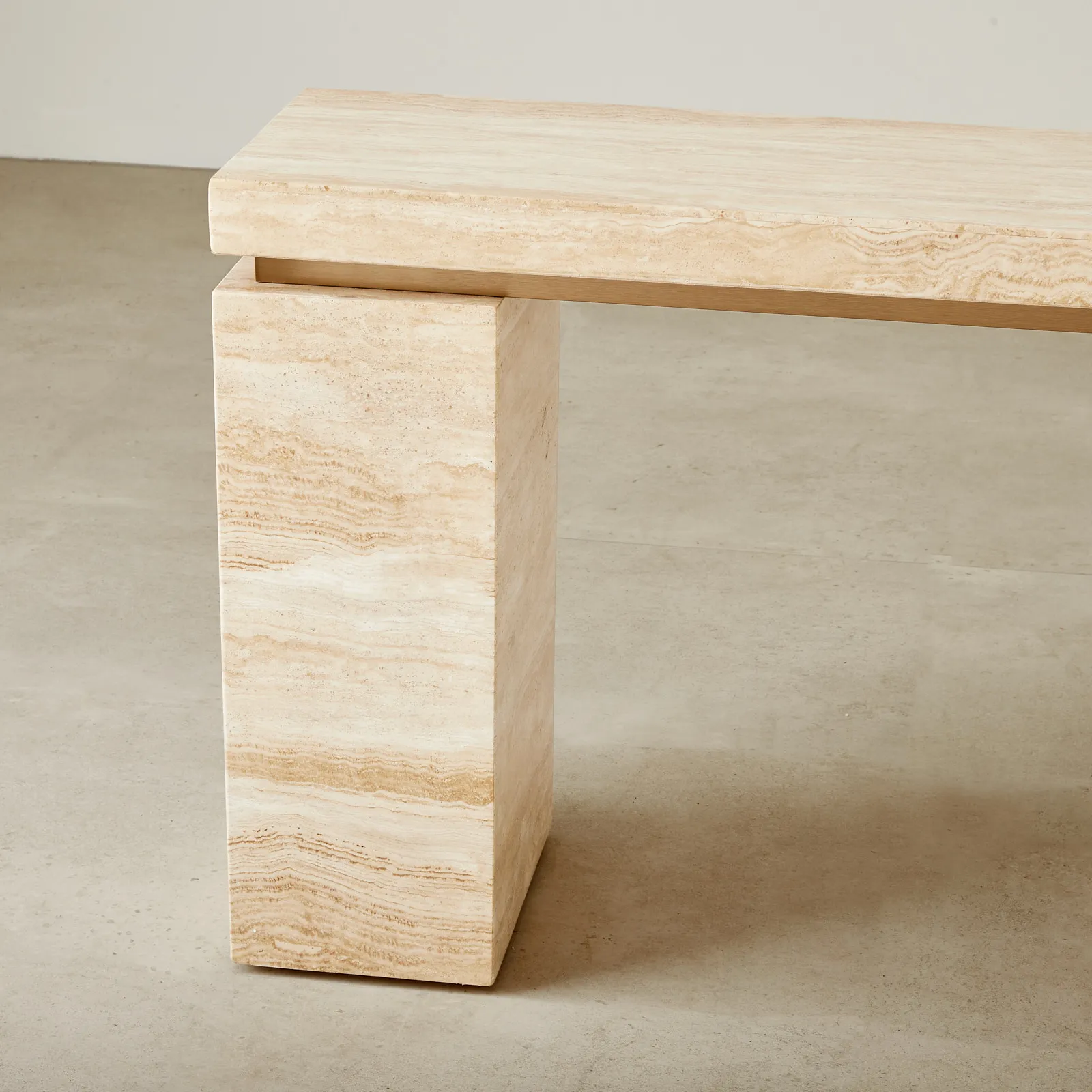 Monolith Natural Cream Travertine Console Table | Koala Living