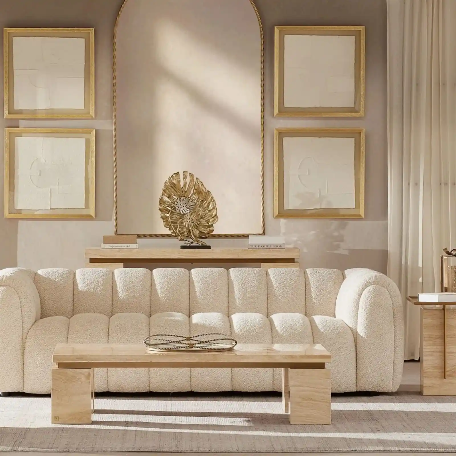 Monolith Natural Cream Travertine Console Table | Koala Living