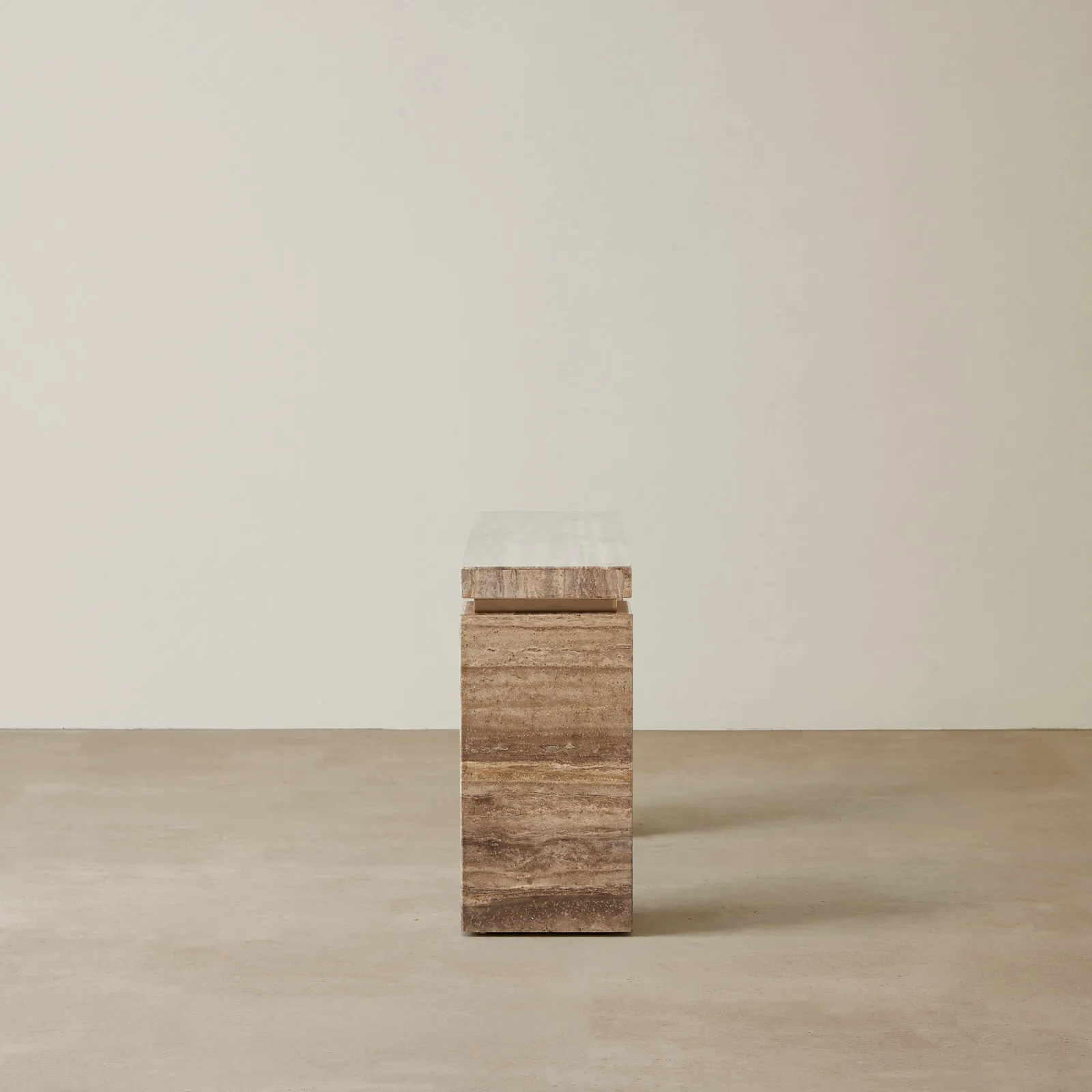 Monolith Natural Silver-Grey Travertine Console Table